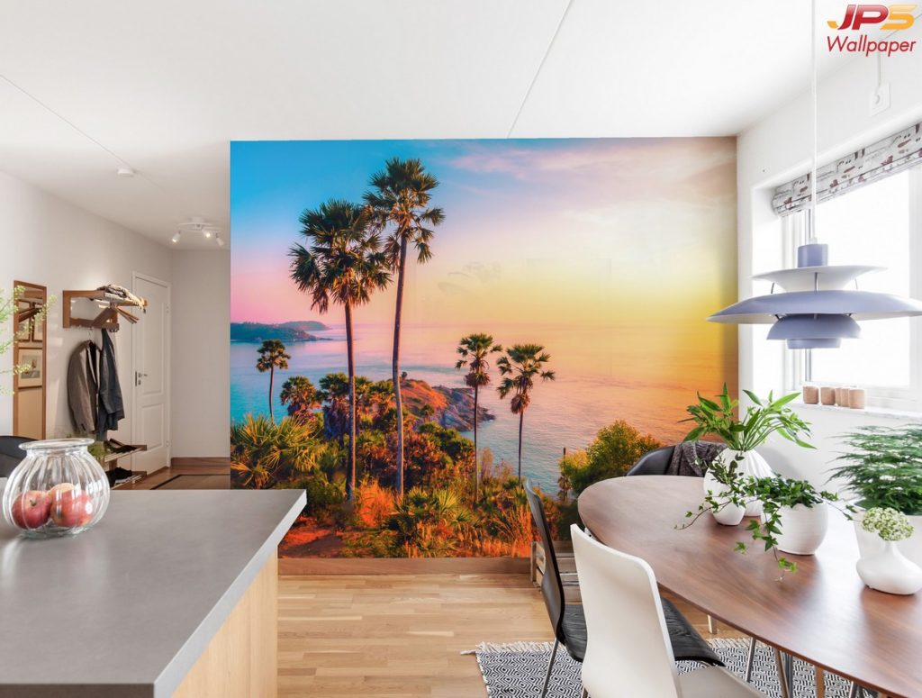 วอลเปเปอร์สั่งพิมพ์ติดห้องทานอาหาร ลายวิวเกาะ แบบที่ JPHU-16-EX